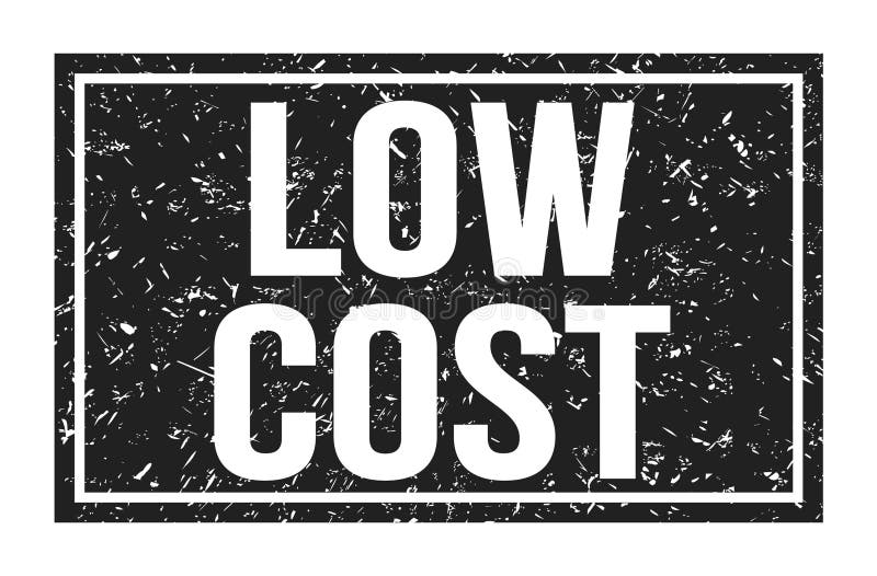 LOW COST, Words on Black Rectangle Stamp Sign Stock Illustration ...