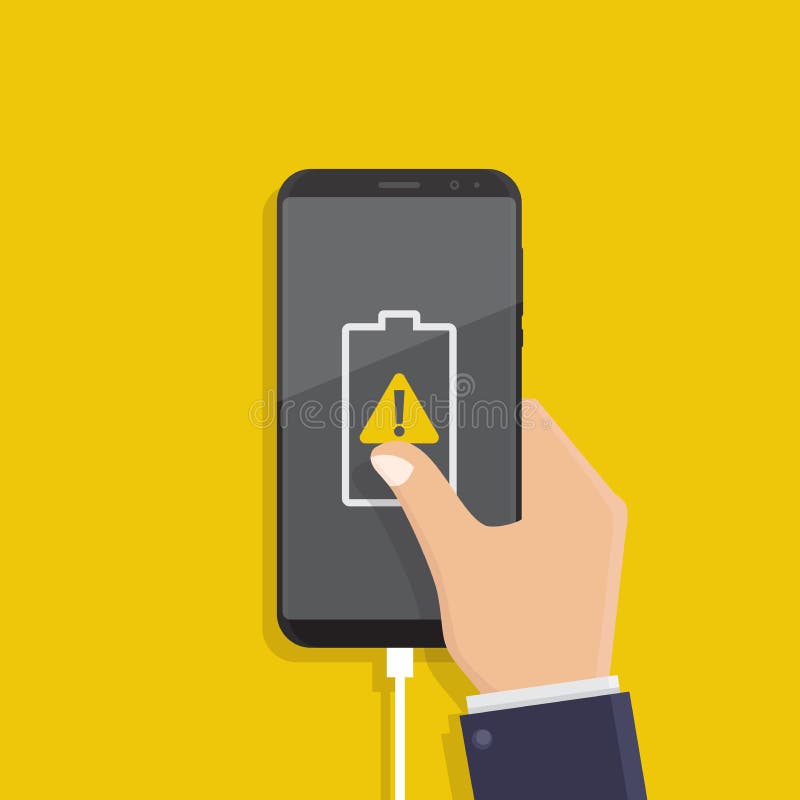 Low or Damaged Battery Notification, Flat Design Vector Illustration ...