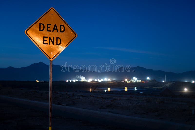 Dead End Sign with Construction in the Background Stock Photo - Image ...