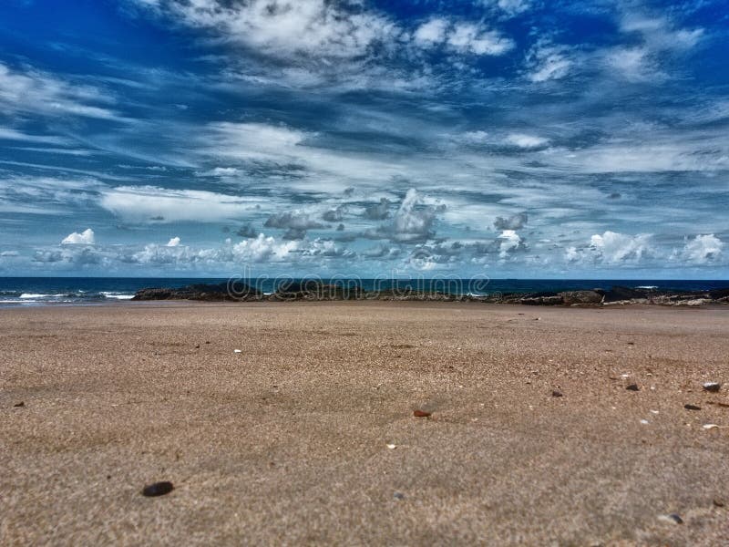 Low Down Drone View of Beach and Powerful Clouds Stock Photo - Image of ...