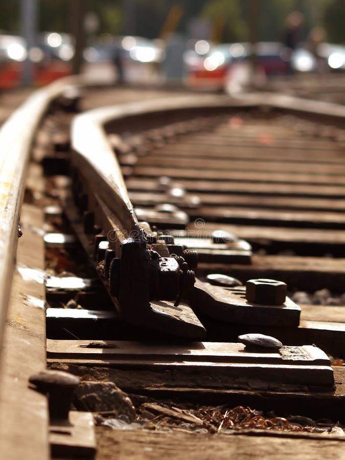 Low-down Perspective of Railway Tracks Stock Image - Image of macro ...