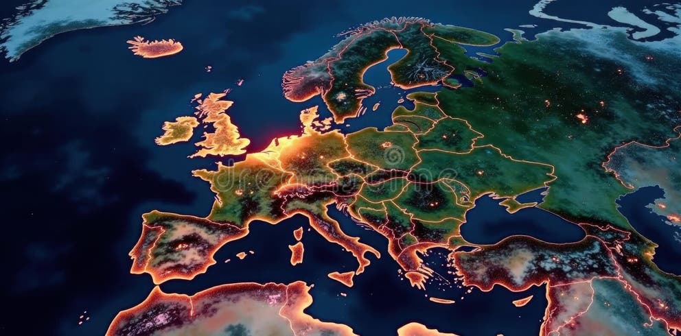 Low Earth Orbit Satellite Network Over Europe, Science, Network ...