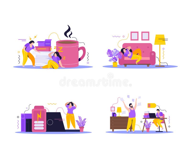 Low Energy People Concept Icons Set Stock Vector - Illustration of ...