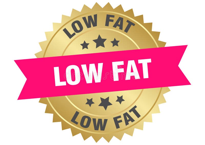 Low Fat. Low Fat Round Pink and Gold Label Isolated on Transparent ...