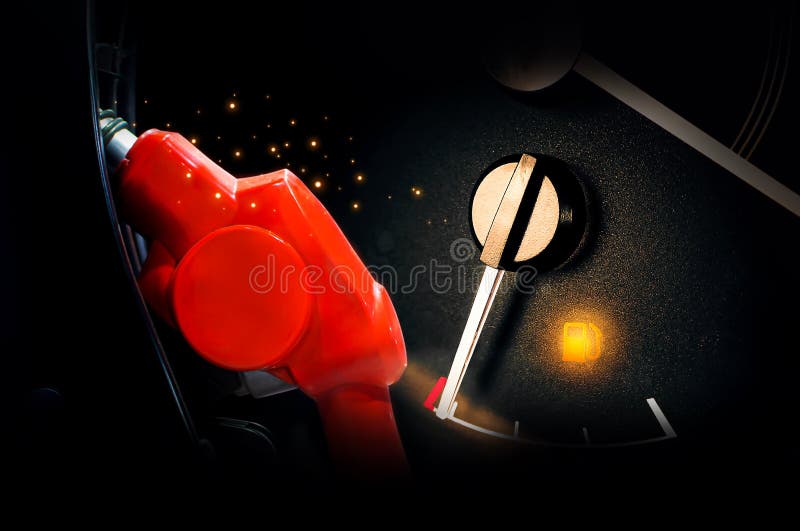 Low Fuel Indicator, Fuel Nozzle and Gauge Stock Image - Image of ...