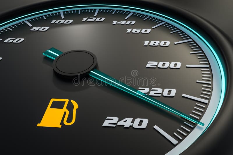 Low Fuel Level Light on Car Dashboard Stock Illustration - Illustration ...