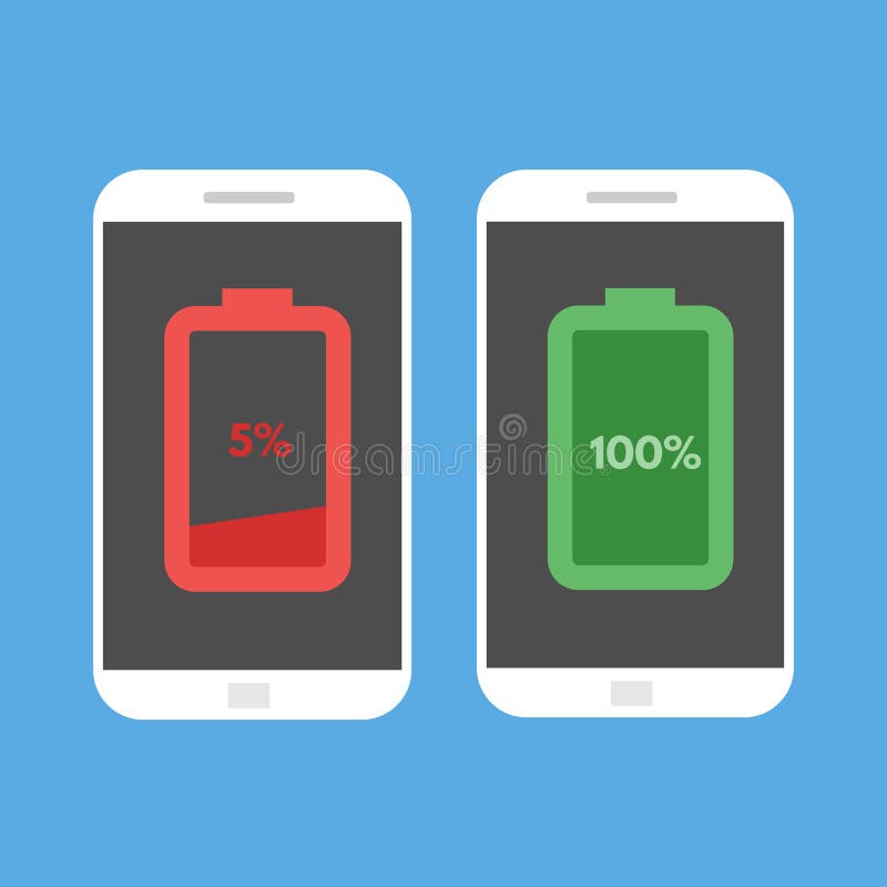 Full of Energy and Tired Businesswoman with Full Charge and Uncharged ...