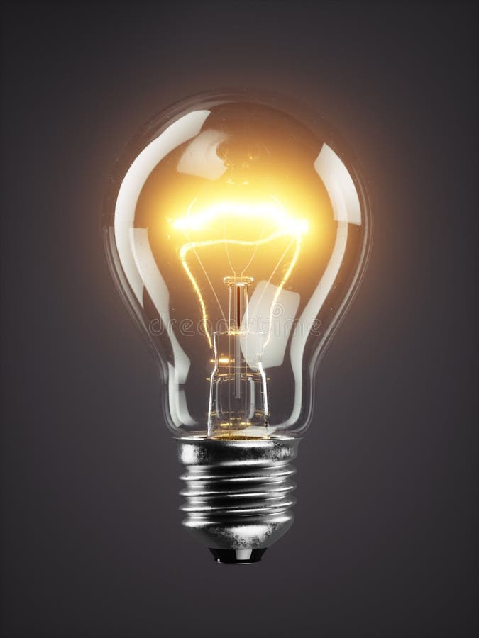 Low Glowing Electric Bulb Lamp on Dark Background Stock Illustration ...