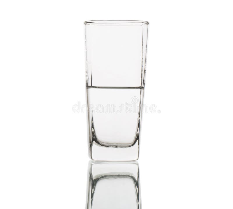 Low Half Full Glass of Water Isolated with Clipping Path Stock Image ...