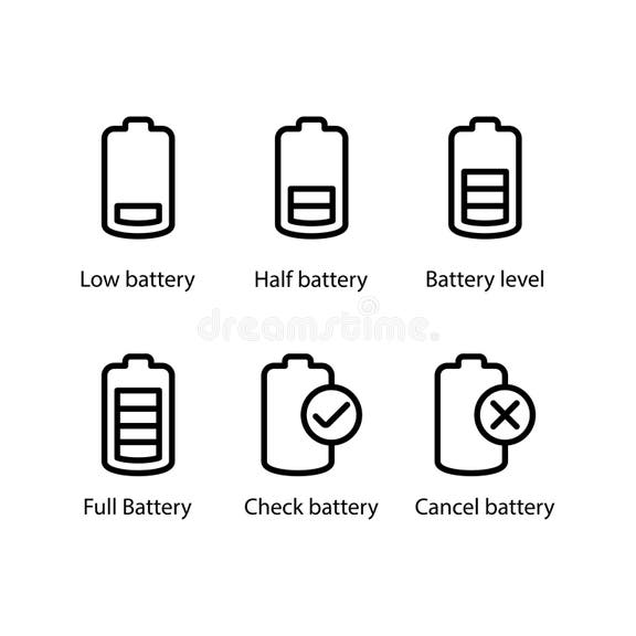 Low, Half, Level, Full, Check Battery, Cancel Battery, Icon Stock ...