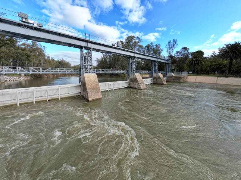 Low Head Dam on a River in the Park Stock Photo - Image of park ...