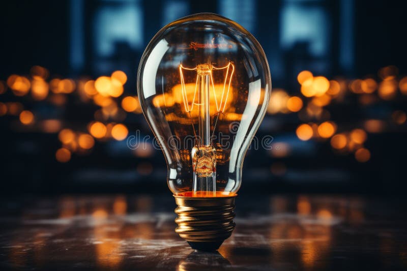 Low Key Abstract Background with an Illuminated Light Bulb Creating a ...