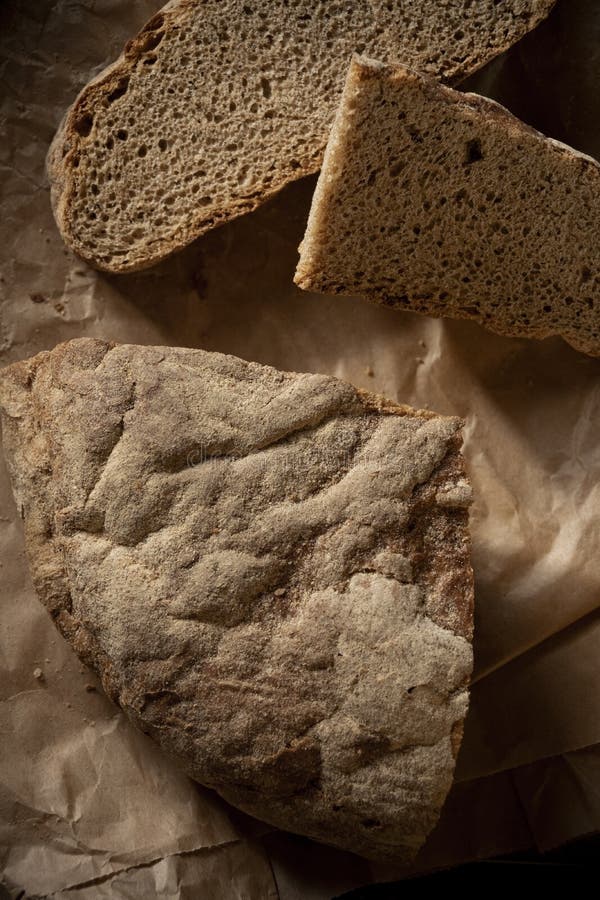 Low Key Food Photography. Black Rustic Bread on Dark Background Stock ...