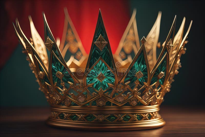 Low Key Image of Beautiful Golden Queen, King Crown. Ai Generative ...