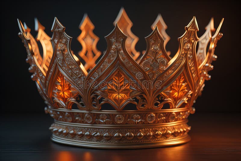 Low Key Image of Beautiful Golden Queen, King Crown. Ai Generative ...