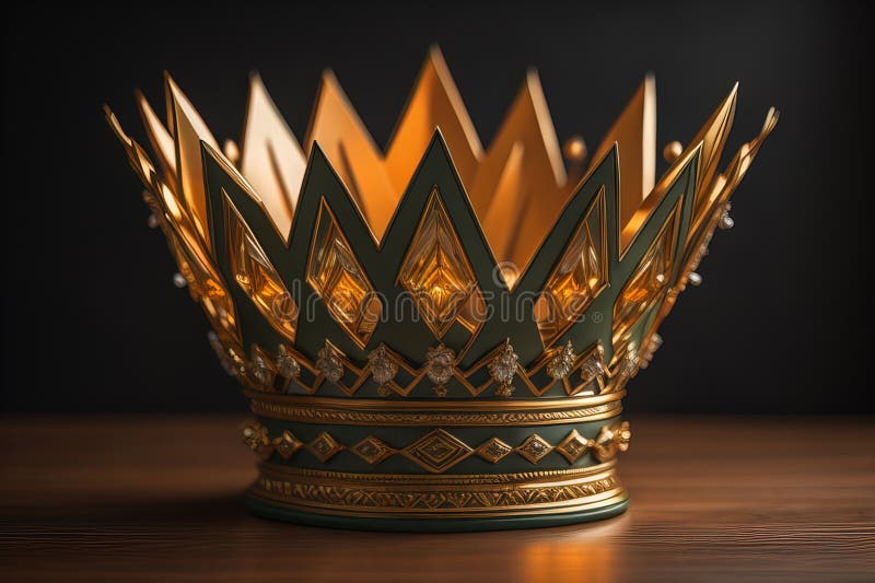 Low Key Image of Beautiful Golden Queen, King Crown. Ai Generative ...