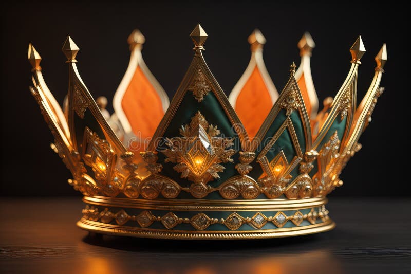 Low Key Image of Beautiful Golden Queen, King Crown. Ai Generative ...