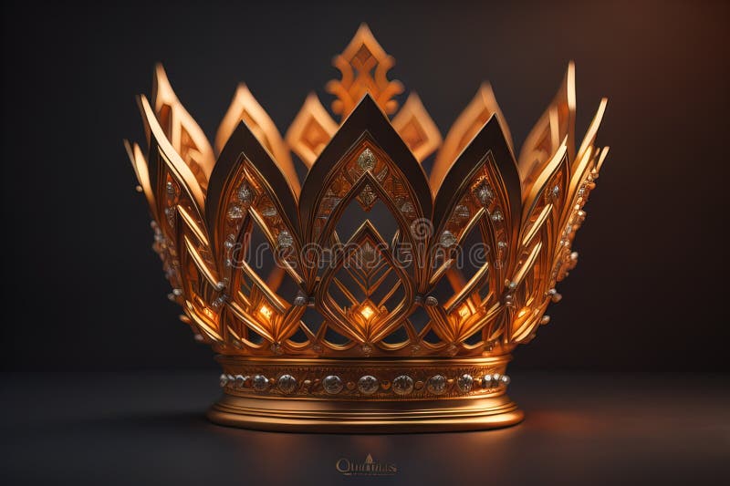 Low Key Image of Beautiful Golden Queen, King Crown. Ai Generative ...
