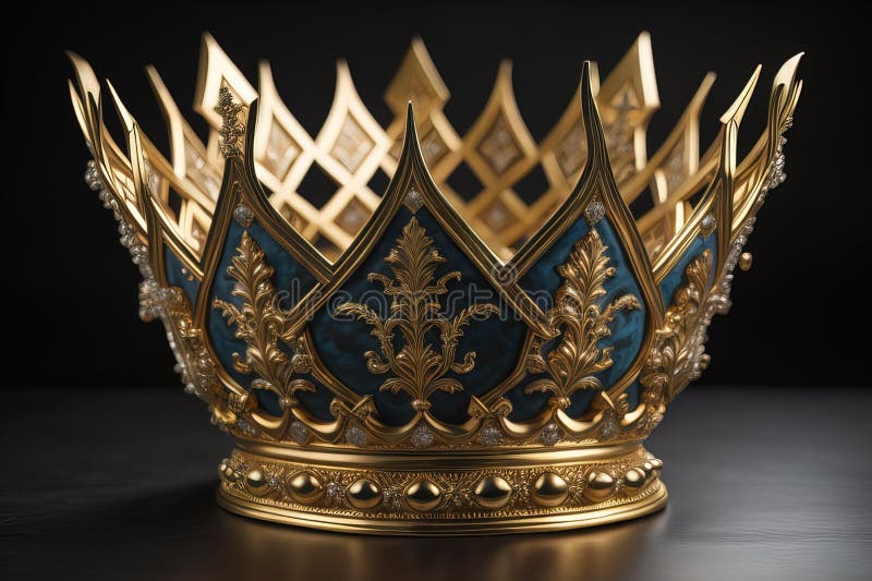 Low Key Image of Beautiful Golden Queen, King Crown. Ai Generative ...