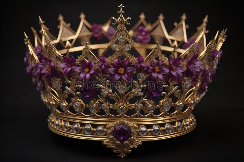 Low Key Image of Beautiful Golden Queen, King Crown. Ai Generative ...