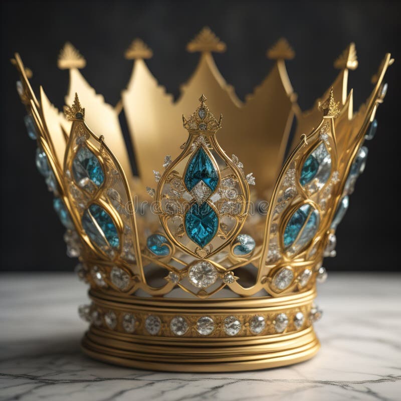Low Key Image of Beautiful Golden Queen, King Crown. Ai Generative ...