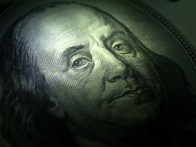 Low Key Image Close Up of Face on Dollar Stock Image - Image of white ...