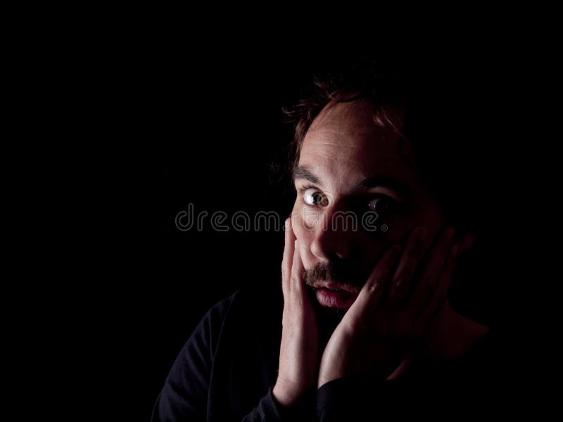 Low Key Image of a Shocked Bearded Man Stock Image - Image of ...