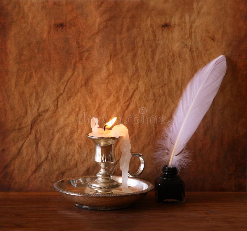 Feather in inkwell stock photo. Image of important, century - 9311850