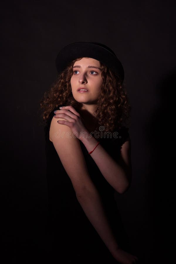 Low Key Portrait of Beautiful Girl Stock Image - Image of lonely, lips ...