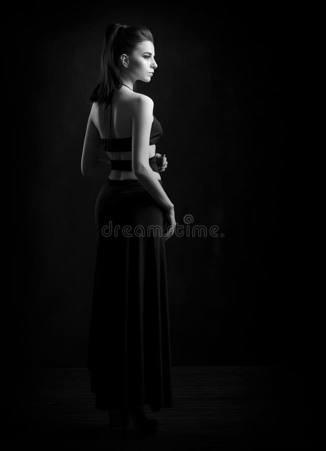 Low Key Portrait of Girl Monochrome Version Stock Photo - Image of ...