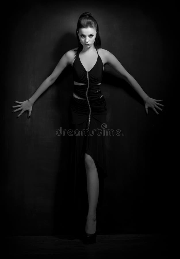 Low Key Portrait of Girl Monochrome Version Stock Image - Image of ...