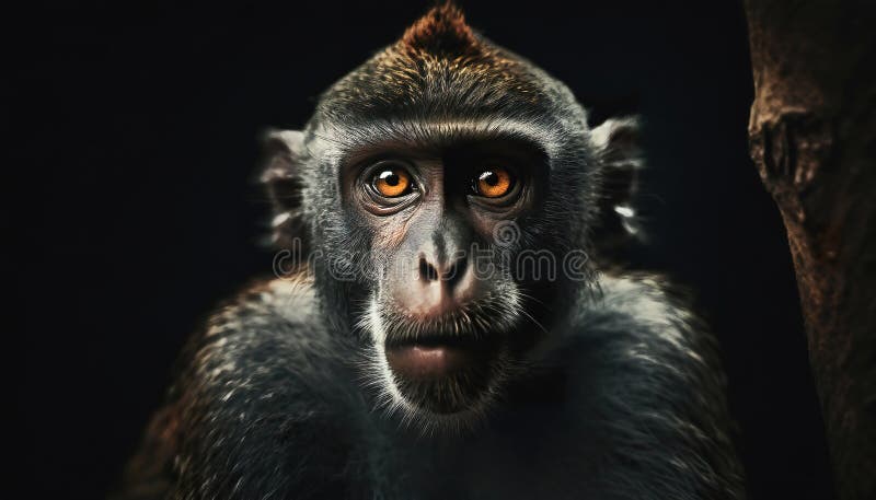Low Key Portrait of a Monkey Primate, Generative Ai Stock Illustration ...