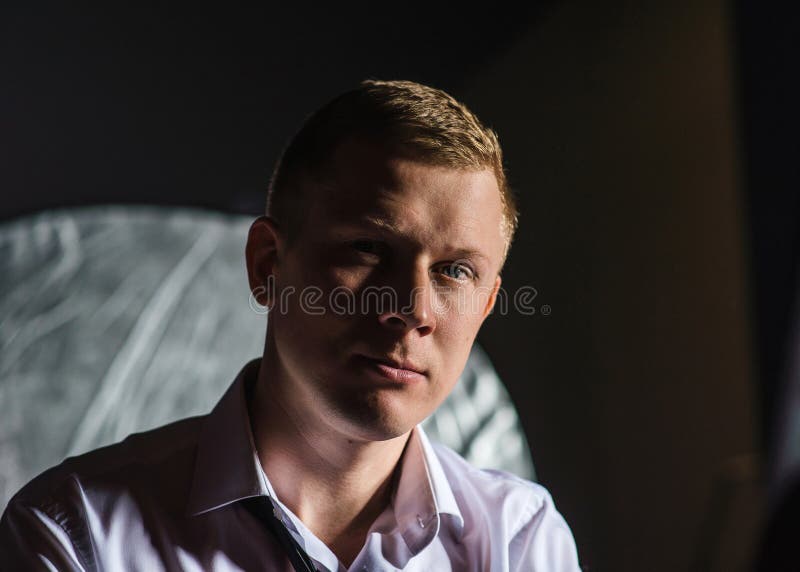 Low Key Portrait of Serious Fair Man in Classic Clothes Stock Image ...