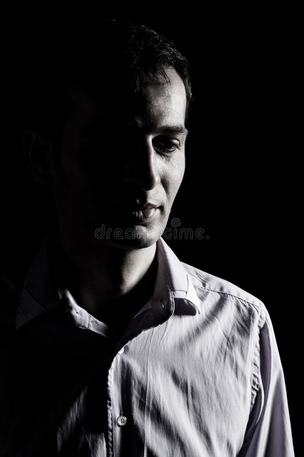 Low Key Portrait of a Serious Man Stock Photo - Image of hair ...