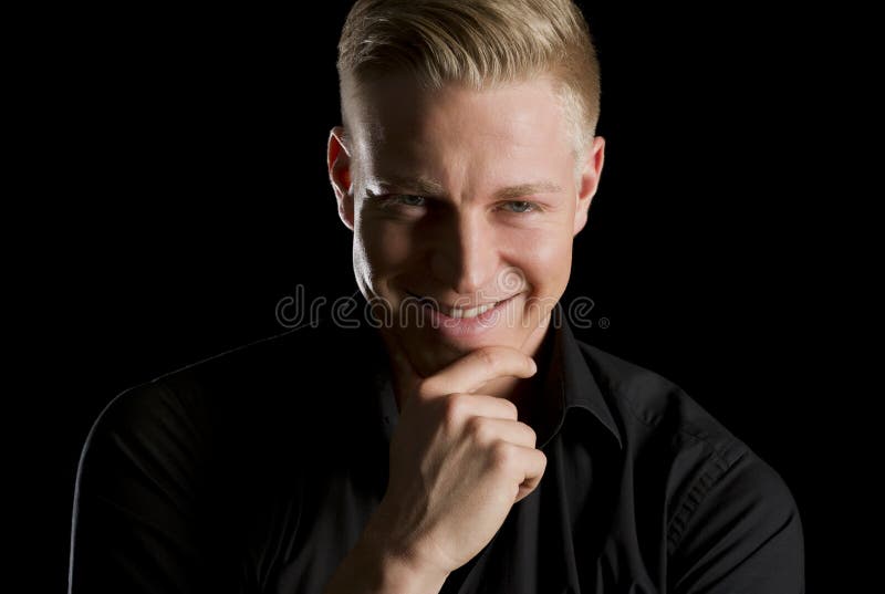 Profile Low Key Portrait of Attractive Man. Stock Image - Image of ...