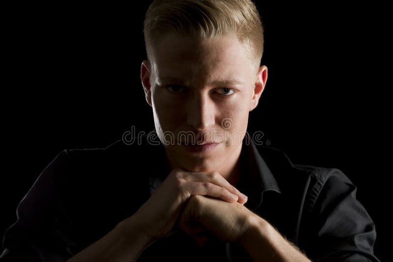 Low Key Portrait of Young Likable Man. Stock Image - Image of head ...