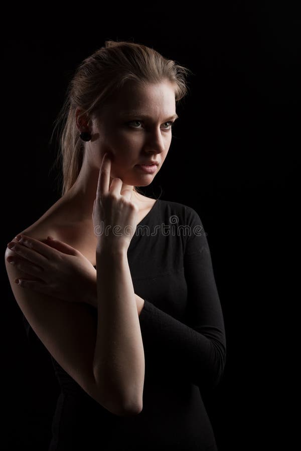 Low Key Portrait of a Young Woman Stock Image - Image of face, portrait ...