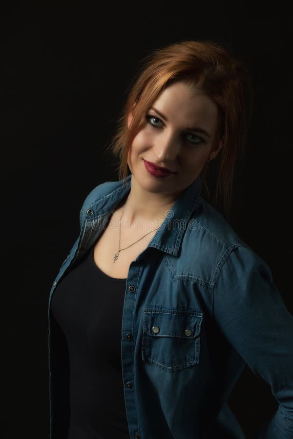 Low Key Portrait of Young Woman. Vertically Stock Photo - Image of hair ...
