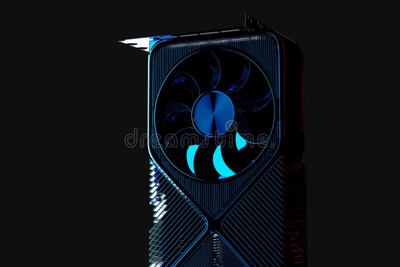 Low-key Render of Modern Graphic Card Over Black Background. 3D ...