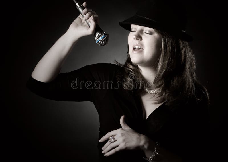 Low Key Shot of a Jazz Singer Stock Image - Image of emotive, singer ...