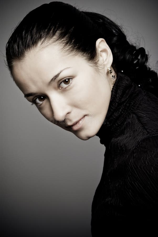 Low-key Studio Portrait of Beautiful Woman Stock Image - Image of ...