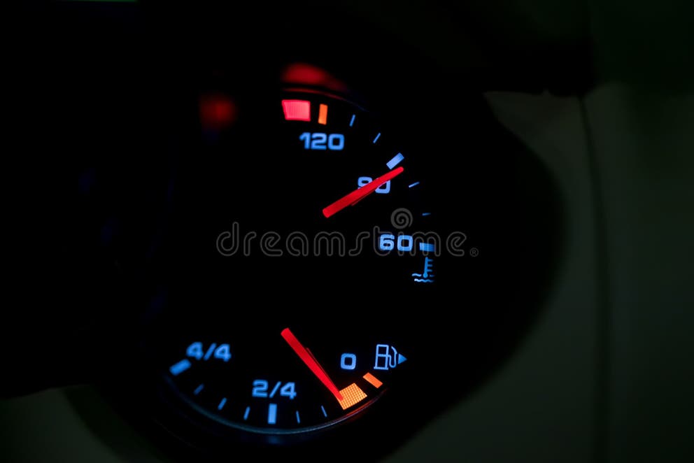 Low Level Fuel Warning Light in Car Dashboard. Stock Image - Image of ...