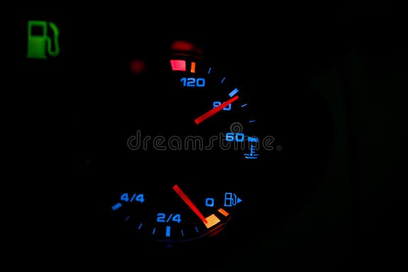 Low Level Fuel Warning Light in Car Dashboard. Stock Image - Image of ...
