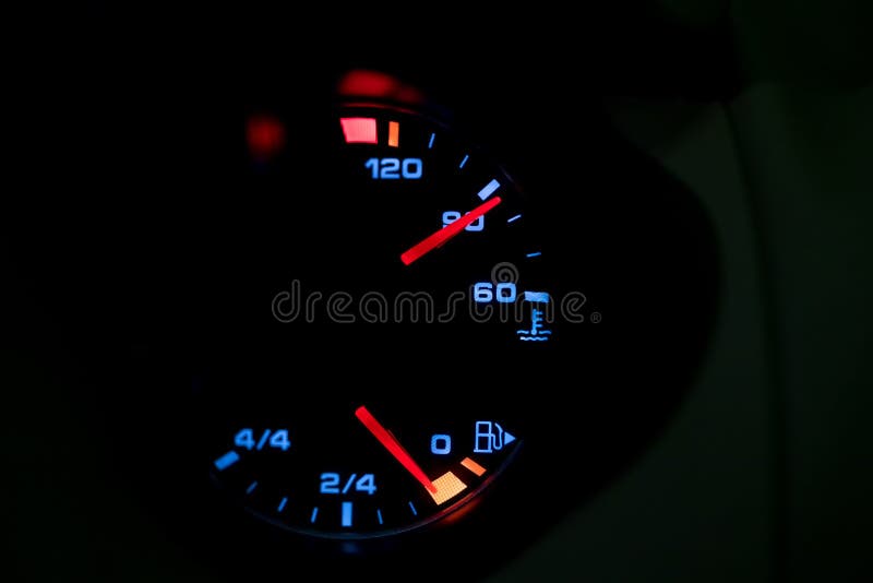 Low Level Fuel Warning Light in Car Dashboard. Stock Image - Image of ...