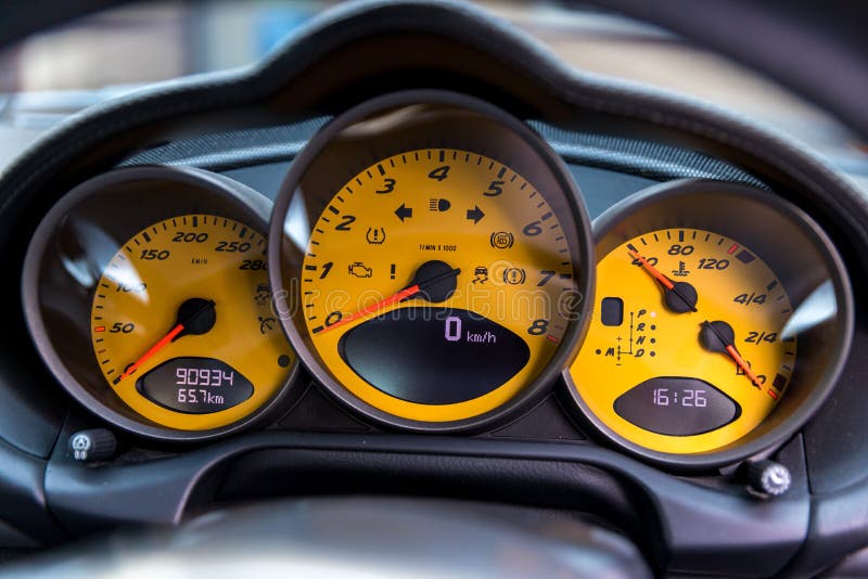 Low Level Fuel Warning Light in Car Dashboard. Stock Image - Image of ...