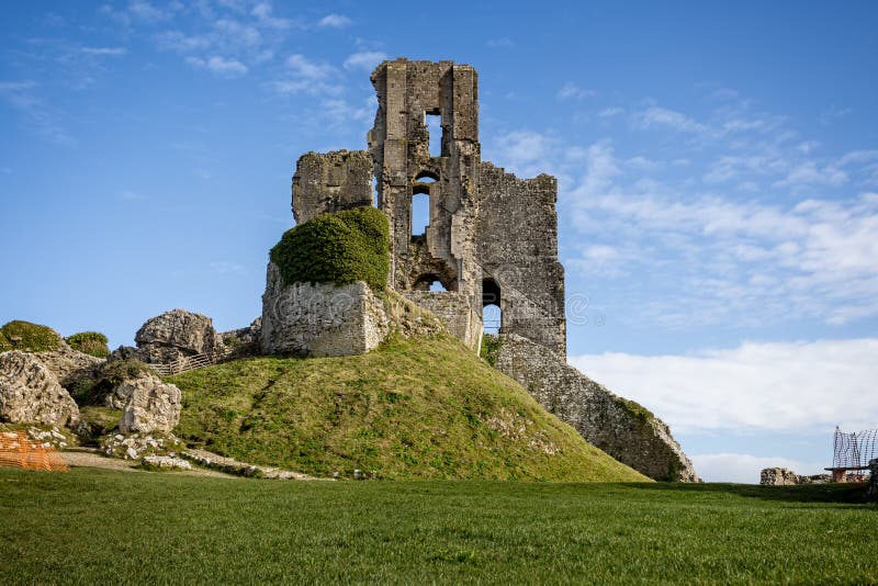 Low Level View of the Keep of Corfe Castle Seen from Inside the Castle ...