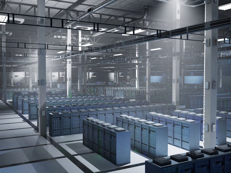 Low Light Data Center Running Advanced AI Models and Neural Network ...