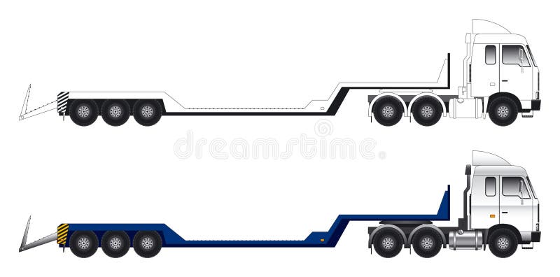 Low Loader Long Vehicle Vector Stock Vector - Illustration of empty ...