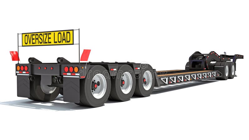 Low Loader Platform Trailer 3D Rendering on White Background Stock ...