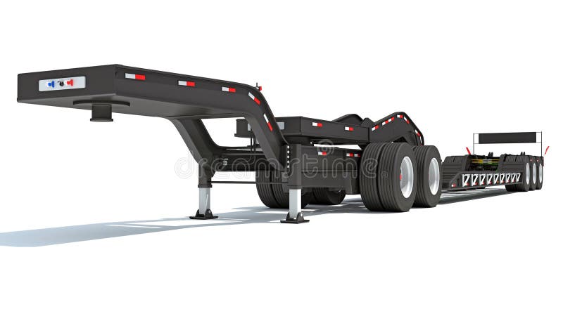 Low Loader Platform Trailer 3D Rendering on White Background Stock ...